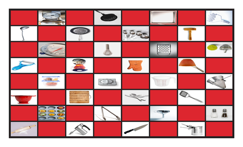 Kitchen Cookware and Utensils Spanish Legal Size Photo Checkerboard ...