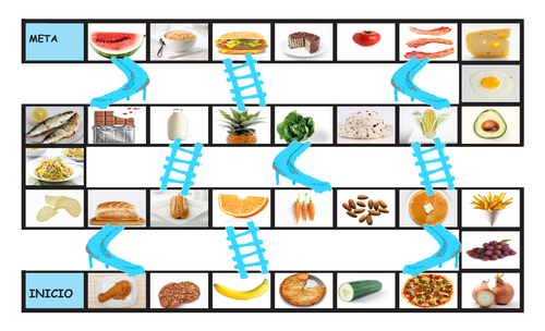 Food Types Spanish Legal Size Photo Chutes and Ladders Game | Teaching ...