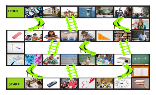 School Items, Places, and Subjects Spanish Legal Size Photo Chutes and ...