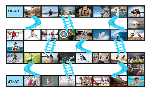 Sports and Exercise Spanish Legal Size Photo Chutes and Ladders Game ...