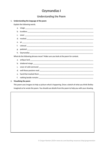 Ozymandias for GCSE ~ Worksheets and lesson plans for 3 lessons ...
