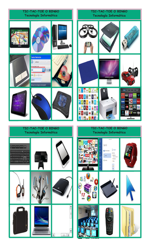 Computer Technology Spanish Legal Size Photo Tic-Tac-Toe or Bingo Card ...