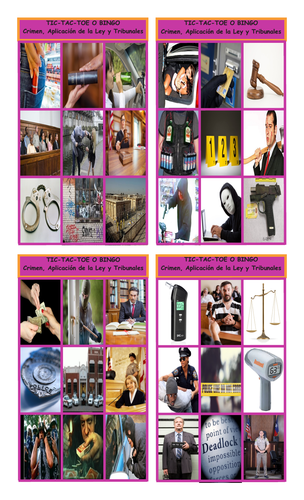 Crime, Law Enforcement, and Courts Spanish Legal Size Photo Tic-Tac-Toe ...