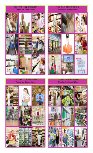 Grocery Shopping Spanish Legal Size Photo Tic-Tac-Toe or Bingo Card ...