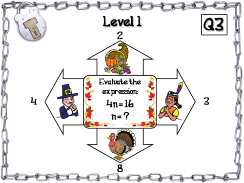 Exponents Game: Escape Room Thanksgiving Math 5th 6th 7th 8th Grade ...