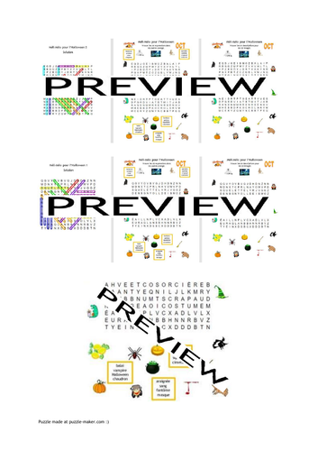 Halloween word searches French | Teaching Resources