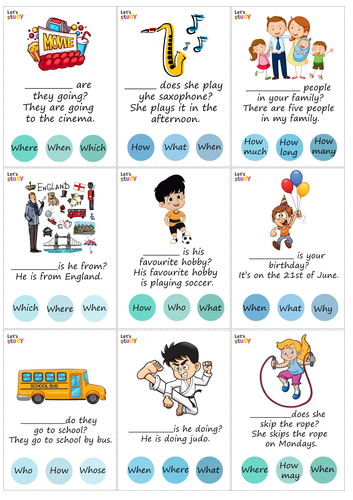 Wh questions multiple choice cards | Teaching Resources