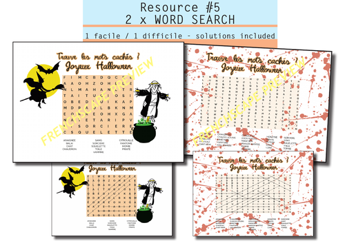 FRENCH HALLOWEEN WORKSHEETS - ACTIVITY BUNDLE: GAMES + FLASH CARDS ...