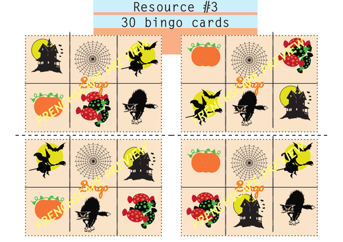 FRENCH HALLOWEEN WORKSHEETS - ACTIVITY BUNDLE: GAMES + FLASH CARDS ...