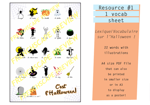 FRENCH HALLOWEEN WORKSHEETS - ACTIVITY BUNDLE: GAMES + FLASH CARDS ...