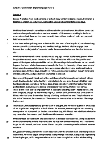 Revision English Language Paper 1 with extract from June 2018 exam and ...