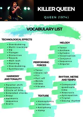 Killer Queen Resources Edexcel Music GCSE | Teaching Resources