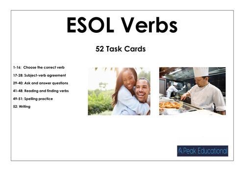 ESOL Verbs: 52 Task Cards | Teaching Resources