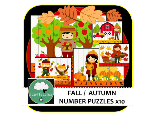 Fall Number Puzzles - Preschool Kindy Autumn Number Puzzles for Little ...