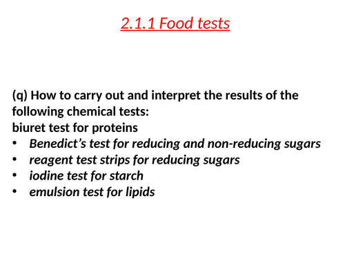 new OCR A-level biology PAG glucose colorimetry and food test ppt and ...