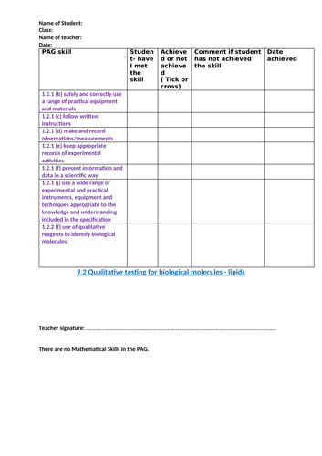 new OCR A-level biology PAG glucose colorimetry and food test ppt and ...
