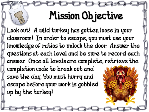 Equivalent Ratios Game: Escape Room Thanksgiving Math Activity ...