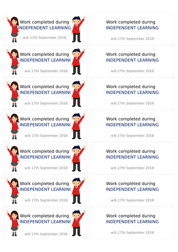 Work Completed During INDEPENDENT LEARNING Stickers- EDITABLE- 14 per ...