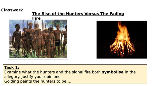 LOTF Tension and conflict, Hunters and Fire, The Beast | Teaching Resources