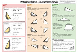 Pythagoras' Theorem - Finding the hypotenuse | Teaching Resources