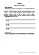 London (William Blake) for GCSE ~ worksheets and lesson plans for 3 ...