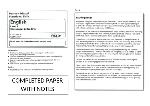 Completed L2 Functional Skills English reading past past paper with ... Completed L2 Functional Skills English reading past past paper with ...