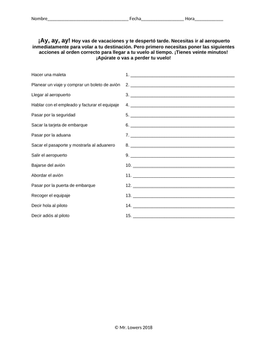 Spanish Travel Unit: Viaje en Avion, Airport + Airlines Safety Card ...