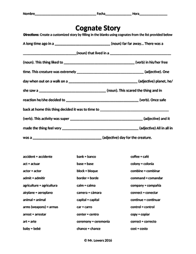 Spanish Cognates Story for Beginners First Spanish Lesson Day 1 ...