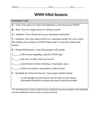 World War 2 Group Project Mini Lessons WWII Battles U.S. History ...