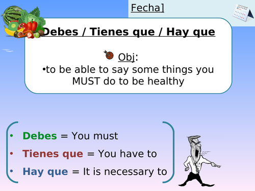 KS3/4 Spanish: Hay que/Debes/Tienes que - healthy living | Teaching ...