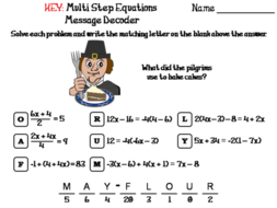 Solving Multi Step Equations Thanksgiving Math Activity: Message ...