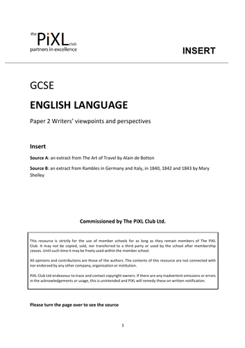 GCSE AQA English Language Paper 2- Lessons 16-20 | Teaching Resources