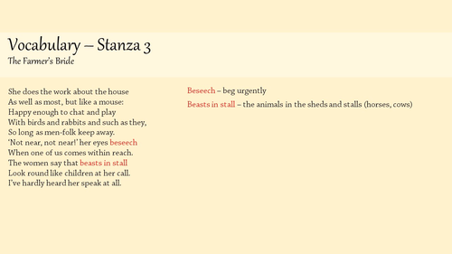 AQA Poetry Differentiated - The Farmer's Bride - Charlotte Mew (Love ...