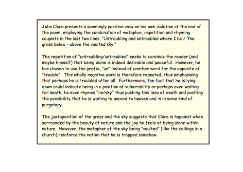 English Literature :: Paper 2 :: Unseen Poem :: I Am by John Clare ...