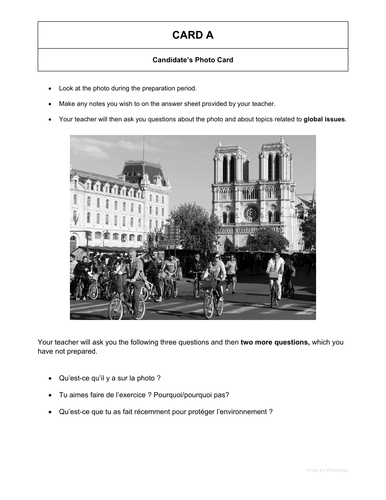 French AQA GCSE Global Issues Photo Cards | Teaching Resources