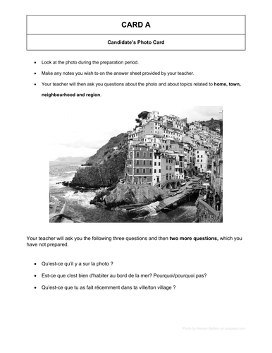 French AQA GCSE Home, Town, Region Photo Cards | Teaching Resources