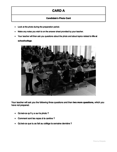 French AQA GCSE School College Photo Cards | Teaching Resources