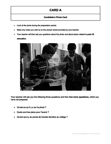 French AQA GCSE Post-16 Education Photo Cards | Teaching Resources