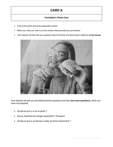 French AQA GCSE Social Issues Photo Cards | Teaching Resources