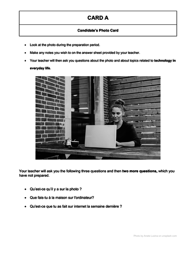 French AQA GCSE Technology Photo Cards | Teaching Resources