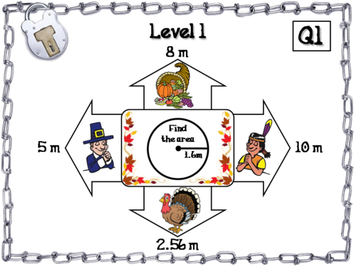 Area and Circumference of a Circle Game: Escape Room Thanksgiving Math ...