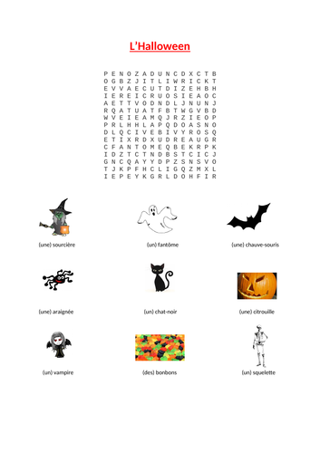 French Halloween Wordsearch | Teaching Resources