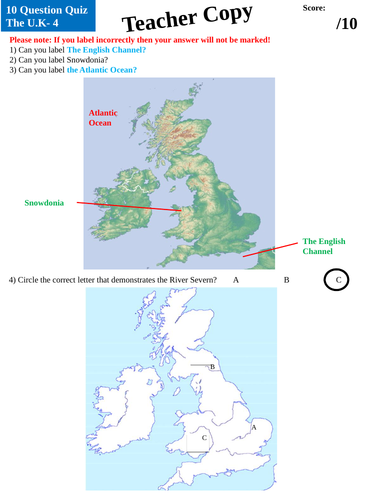 Global Location 10 Question Quiz - UK (+Teacher Copies) | Teaching ...