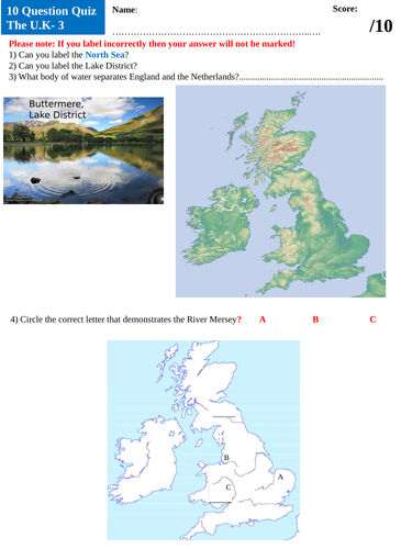 Global Location 10 Question Quiz - UK (+Teacher Copies) | Teaching ...