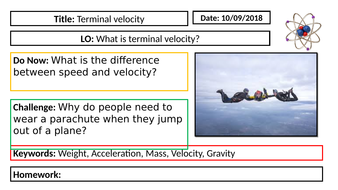 AQA GCSE Physics New Specification - P5 Terminal velocity | Teaching ...