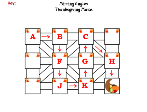 Missing Angles Activity: Thanksgiving Math Maze | Teaching Resources