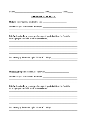 Experimental Music | Teaching Resources