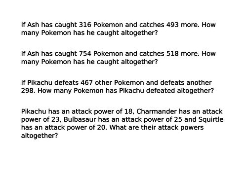 Pokemon Maths Display and questions | Teaching Resources