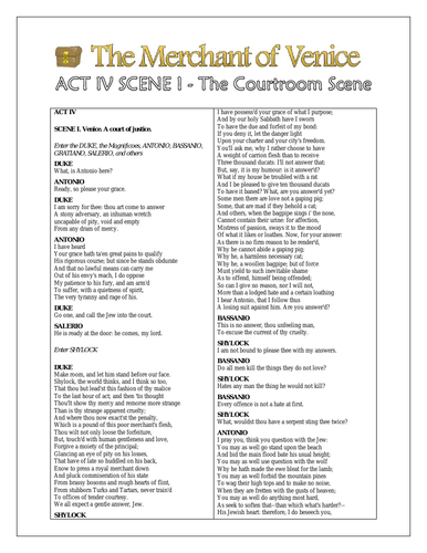 The Merchant of Venice - Act 4 Scene 1 - The Courtroom Scene ...