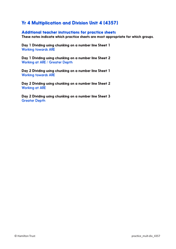 Practice Worksheets: Division using efficient chunking (Year 4 ... Practice Worksheets: Division using efficient chunking (Year 4 ...